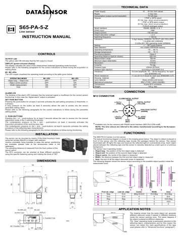 Datasensor S65-PA-5-Z Instruction Manual | Manualzz