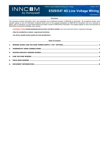 Honeywell INNCOM E529 Wiring Manual | Manualzz