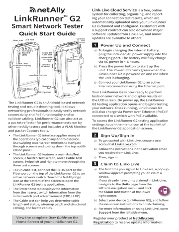 netAlly LINKRUNNER G2 Quick Start Guide | Manualzz