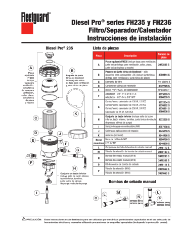 Fleetguard Diesel Pro FH235 serie Guía de instalación | Manualzz