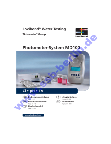 Tintometer Lovibond MD100 Instruction Manual | Manualzz