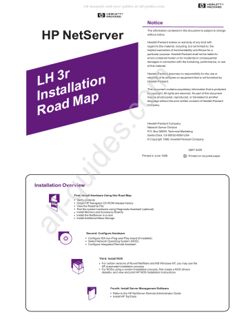 HP NetServer LH 3r Installation Road Map | Manualzz