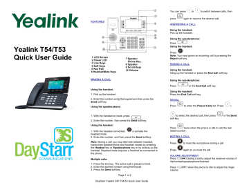 Yealink T53, T54 Quick User Manual | Manualzz