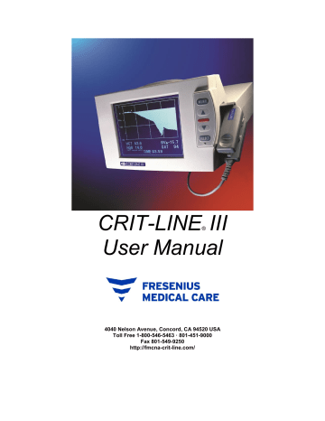 Fresenius Medical Care CRIT-LINE III User Manual | Manualzz