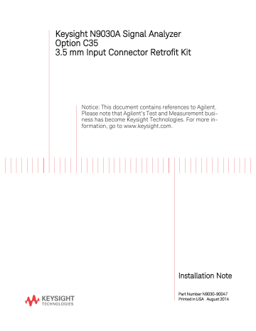 Keysight Technologies N9030A, N9030B Installation Note | Manualzz