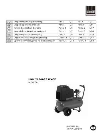 Schneider Airsystems UNM 210-8-25 WXOF, A 711 001 Manual de usuario ...