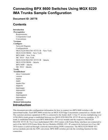 Cisco BPX 8600, MGX 8220, MC 3810 Config Guide | Manualzz