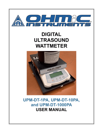Ohmic instruments UPM-DT-10PA, UPM-DT-1PA User Manual | Manualzz