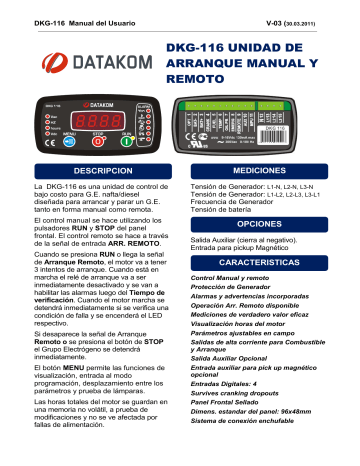 Datakom DKG-116 Manual de usuario | Manualzz