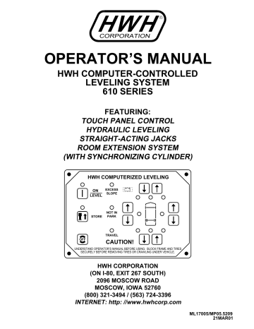 HWH 610 SERIES Operator's Manual | Manualzz
