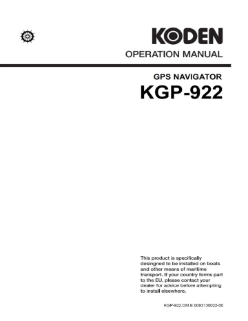 Koden KGP-922 Operation Manual | Manualzz
