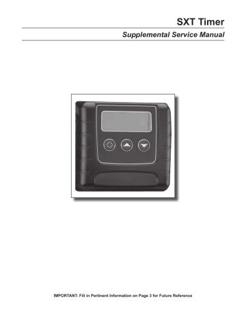 Pentair Pool Products Fleck SXT Supplemental Service Manual | Manualzz