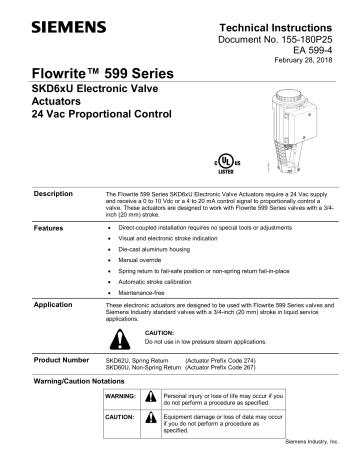 Siemens Flowrite 599 SKD60U Technical Instructions | Manualzz