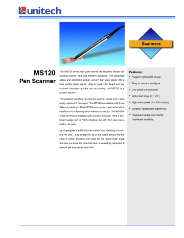 Unitech MS120 Specifications | Manualzz