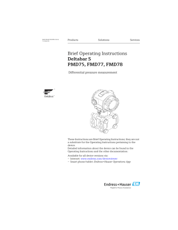 Endress+Hauser Deltabar S FMD77 Brief Operating Instructions | Manualzz