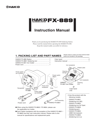 Hakko Electronics FH-801, FX-8801, FX-889 Instruction Manual | Manualzz
