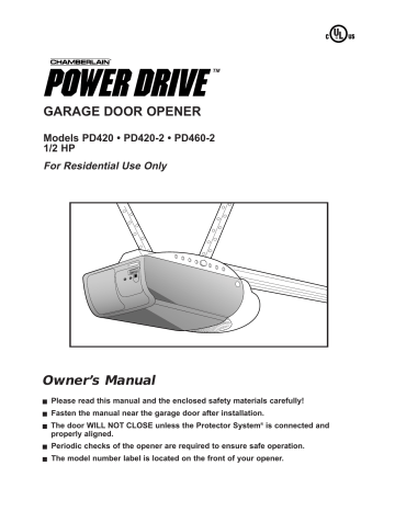 Chamberlain POWER DRIVE PD420-2 Owner's Manual | Manualzz