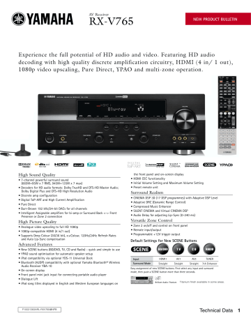 Yamaha rx-v765 Receiver Specification Guide | Manualzz