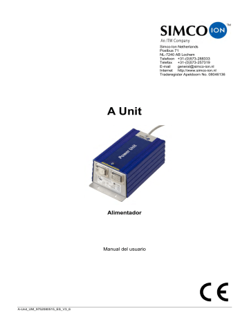 ITW SIMCO-ION A Unit Manual de usuario | Manualzz