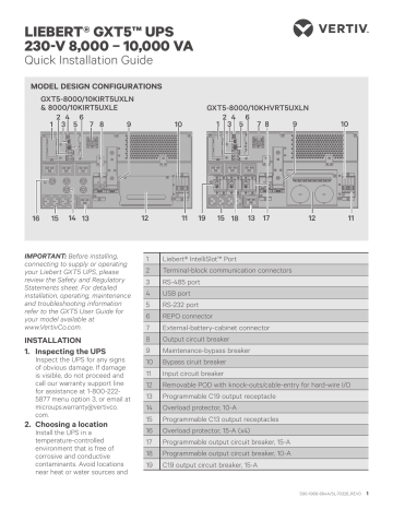 Vertiv Liebert GXT5 Quick Installation Manual | Manualzz
