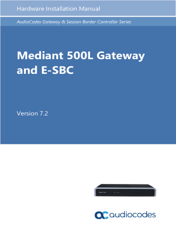 AudioCodes Mediant 500L MSBR Hardware Installation Manual | Manualzz