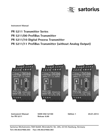 Load Cell Connection. Sartorius PR 5211 Series | Manualzz