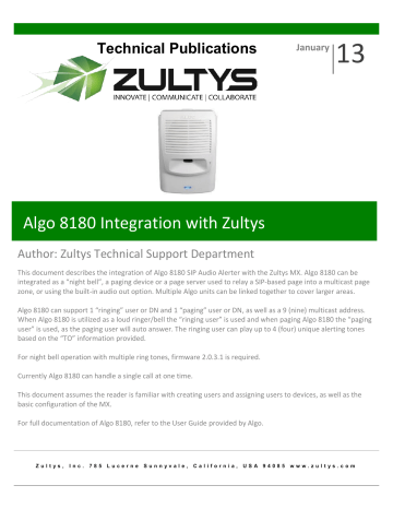 Algo 8180 Technical Publications | Manualzz