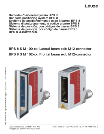 Leuze BPS 8 S 102-Serie, BPS8SM 102 Series, BPS8SM 100 Series, BPS 8 S 100-Serie Manual de ...