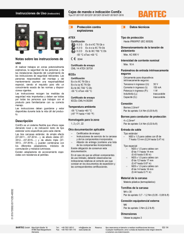 Bartec ComEx 07-3512 Instrucciones de operación | Manualzz