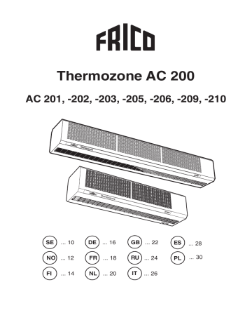 Frico Thermozone AC 206 Assembly And Operation Instructions Manual | Manualzz