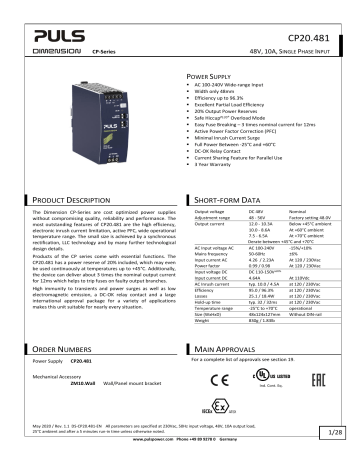 Puls Dimension CP Series User Manual | Manualzz