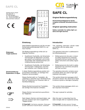 CM SAFE CL Original Operating Instruction | Manualzz