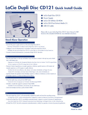 LaCie Dupli Disc CD121 Schnellstartanleitung | Manualzz