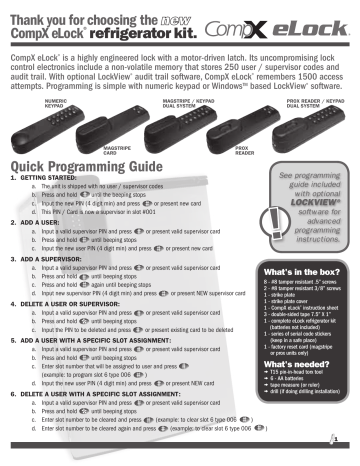 COMPX elock Quick Programming Manual | Manualzz
