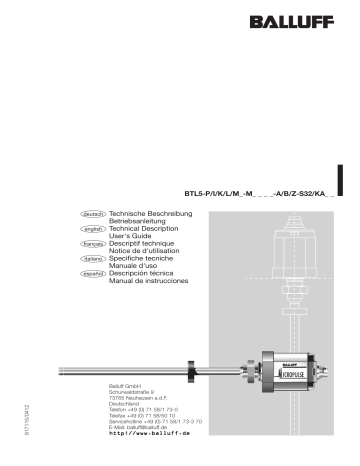 Balluff Micropulse BTL5-K Manual De Instrucciones | Manualzz