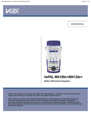 VeEX VePAL MX100e+ User Manual | Manualzz