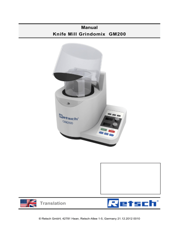 Retsch GRINDOMIX GM 200 Operating Manual | Manualzz