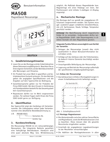 Siko MA508 User Information | Manualzz