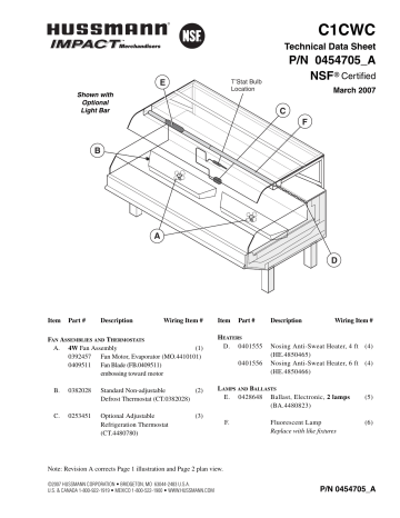 Hussmann Impact C1CWC Technical Data Sheet | Manualzz
