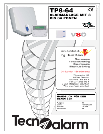 TecnAlarm TP8-64 Handbuch | Manualzz