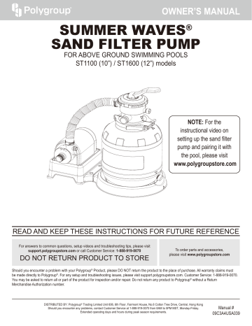 Polygroup SUMMER WAVES ST1600 Owner's Manual | Manualzz