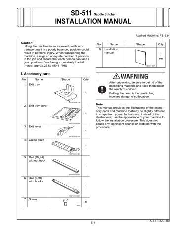 Konica Minolta SD-511 Installation Manual | Manualzz
