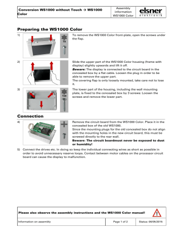 Elsner WS1000 Color Assembly Information | Manualzz