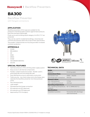 Honeywell BA300 Series Product Specification Sheet | Manualzz
