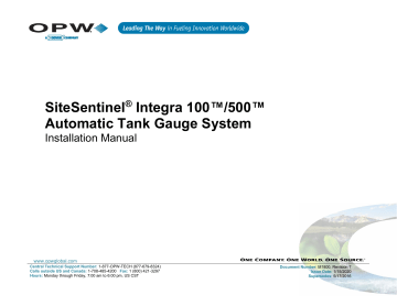 Dover OPW SiteSentinel Integra 100 Installation Manual | Manualzz
