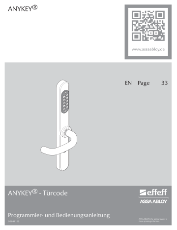 Assa Abloy effeff ANYKEY Programming And Operation Instructions | Manualzz