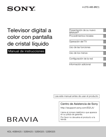 Sony BRAVIA KDL-22BX325 Manual de usuario | Manualzz