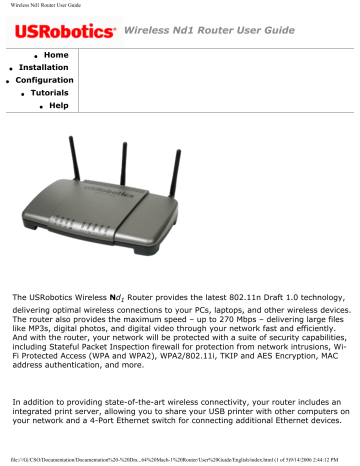 US Robotics Wireless Nd1 Router User Manual | Manualzz