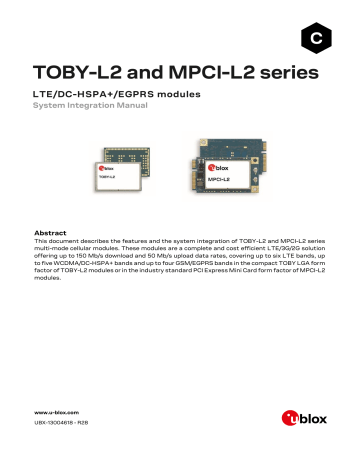 Architecture. Ublox TOBY-L200-02S-00, TOBY-L220-62S-00, MPCI-L210-02S-01, MPCI-L210-03S-00, TOBY ...