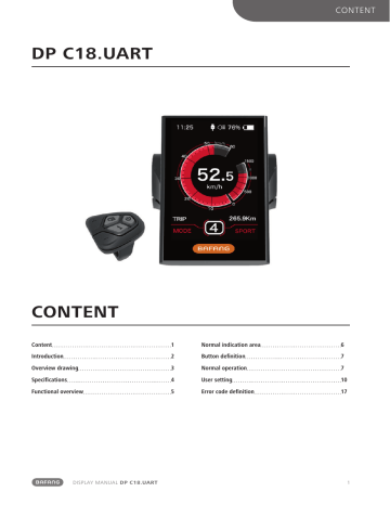 BAFANG DP C18.UART Display Manual | Manualzz